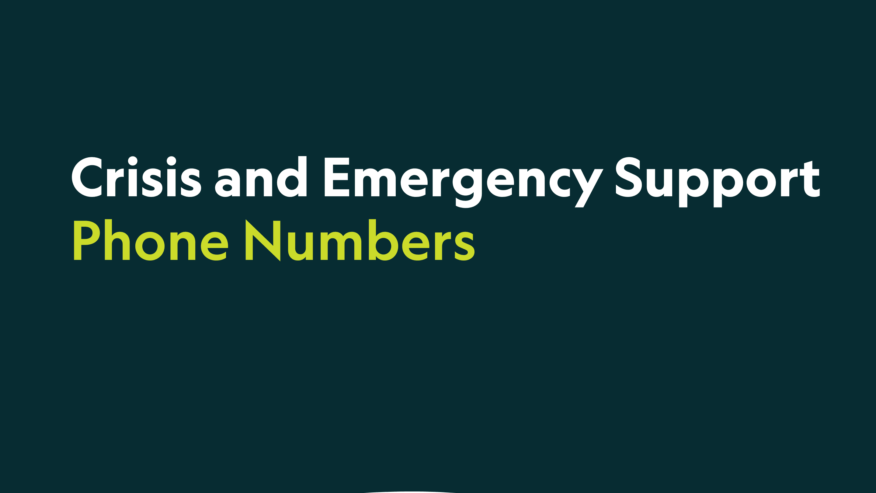 Crisis and Support numbers | Healthy North Coast